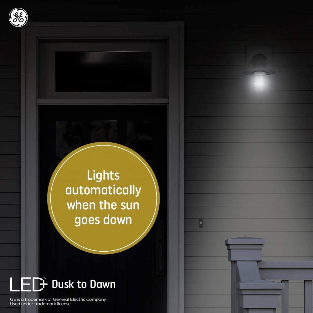 GE Lighting LED+ Dusk to Dawn Outdoor Light Bulb, Sunlight Sensor, Soft White, Automatic On/Off Light Sensing Bulb A19 Light Bulb (1 Pack)