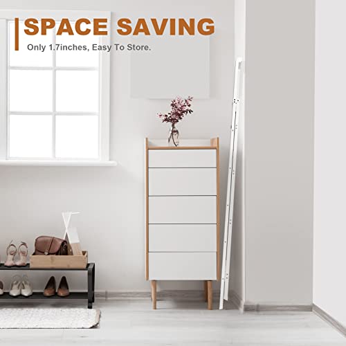 HBTower 5 Step Ladder, Aluminum Ladder with Handrails, Folding Step Stool for Adults, 330LBS Capacity Sturdy& Portable Ladder for Home Kitchen Library Office, White