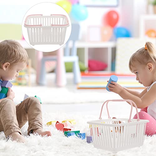 jojofuny 12pcs Desk Classroom for Organizer Handles Kids Plastic Snacks Sundries White Favors Party Desktop Office Pretend Baskets Small with Tote Compact Handle Grocery Portable
