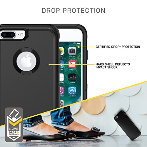 OtterBox iPhone 8 PLUS & iPhone 7 PLUS (ONLY) Commuter Series Case - BLACK, slim & tough, pocket-friendly, with port protection
