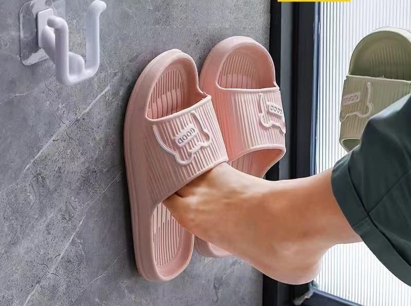 CHNLML Slippers Hook Bathroom Shower flip Flops Adhesive Storage Organizer Rack Saving Space Babouche Sticky Holder (Pink)