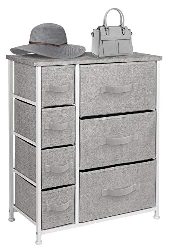 Sorbus Dresser with Drawers - Furniture Storage Tower Unit for Bedroom, Hallway, Closet, Office Organization - Steel Frame, Wood Top, Easy Pull Fabric Bins (Gray)