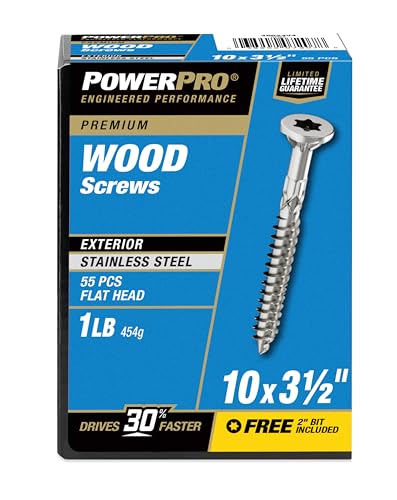 Power Pro Premium 305 Stainless Steel Wood Screws (#10 x 3-1/2") - 1lb Box