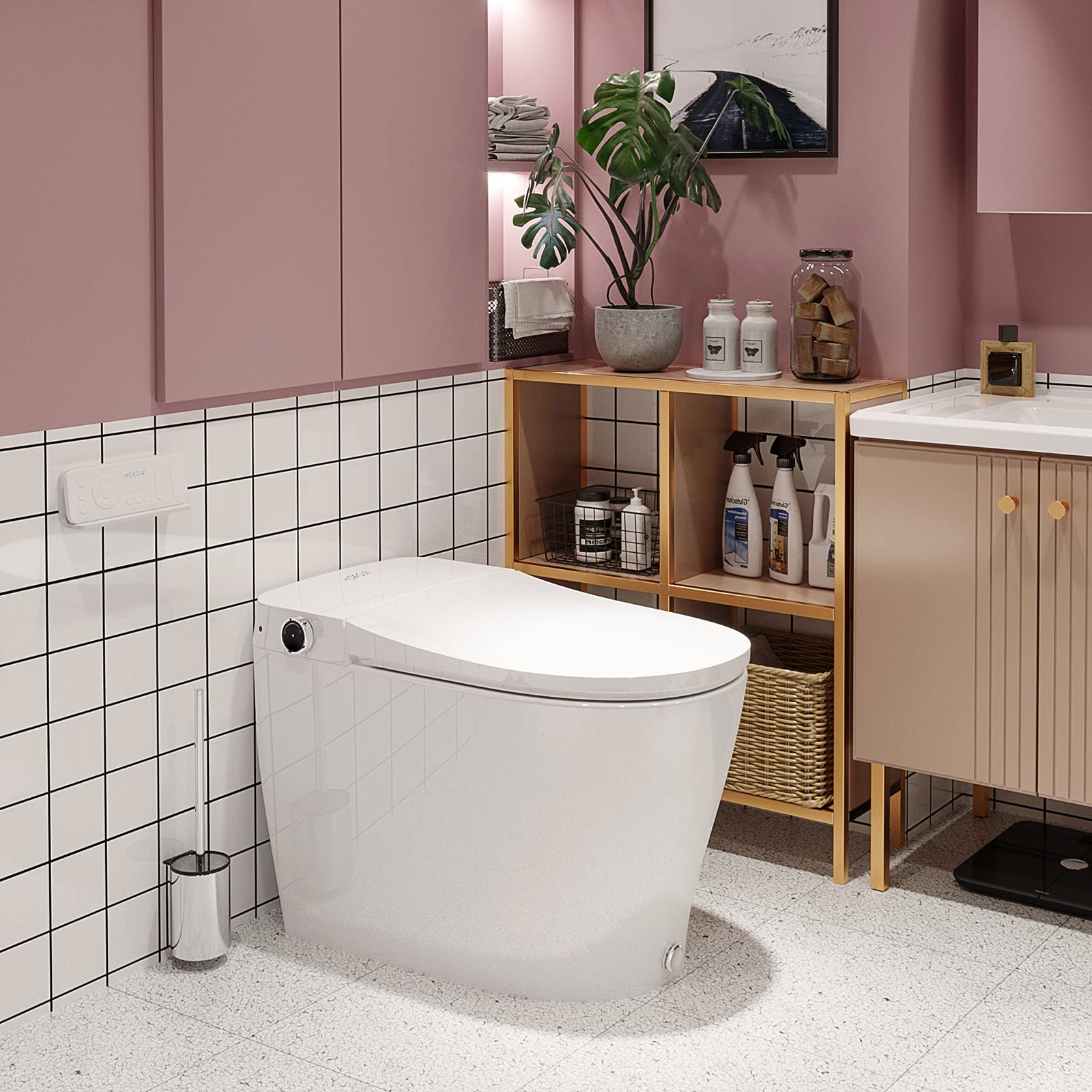 HOROW Upgraded Integrated Smart Toilet, Premium Automatic Power Flush One Piece Toilets with Power Flush Core & Intelligent Chip Built in, Heated Bidets Seat with Instant Warm Water