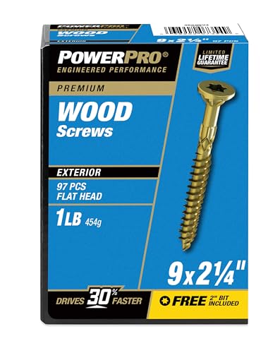 Power Pro Premium Exterior Wood Screws (#9 x 2-1/4") - 1lb Box