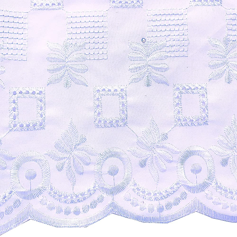 Cotton Swiss Voile Lace Fabric 5 Yards White African Dry Lace Fabric Nigerian Lace Fabric Dubai Embroidery Lace Fabric with Stones(White BB52)
