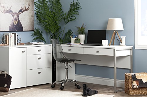 South Shore 1-Door Office Storage Unit with File Drawer, Pure White