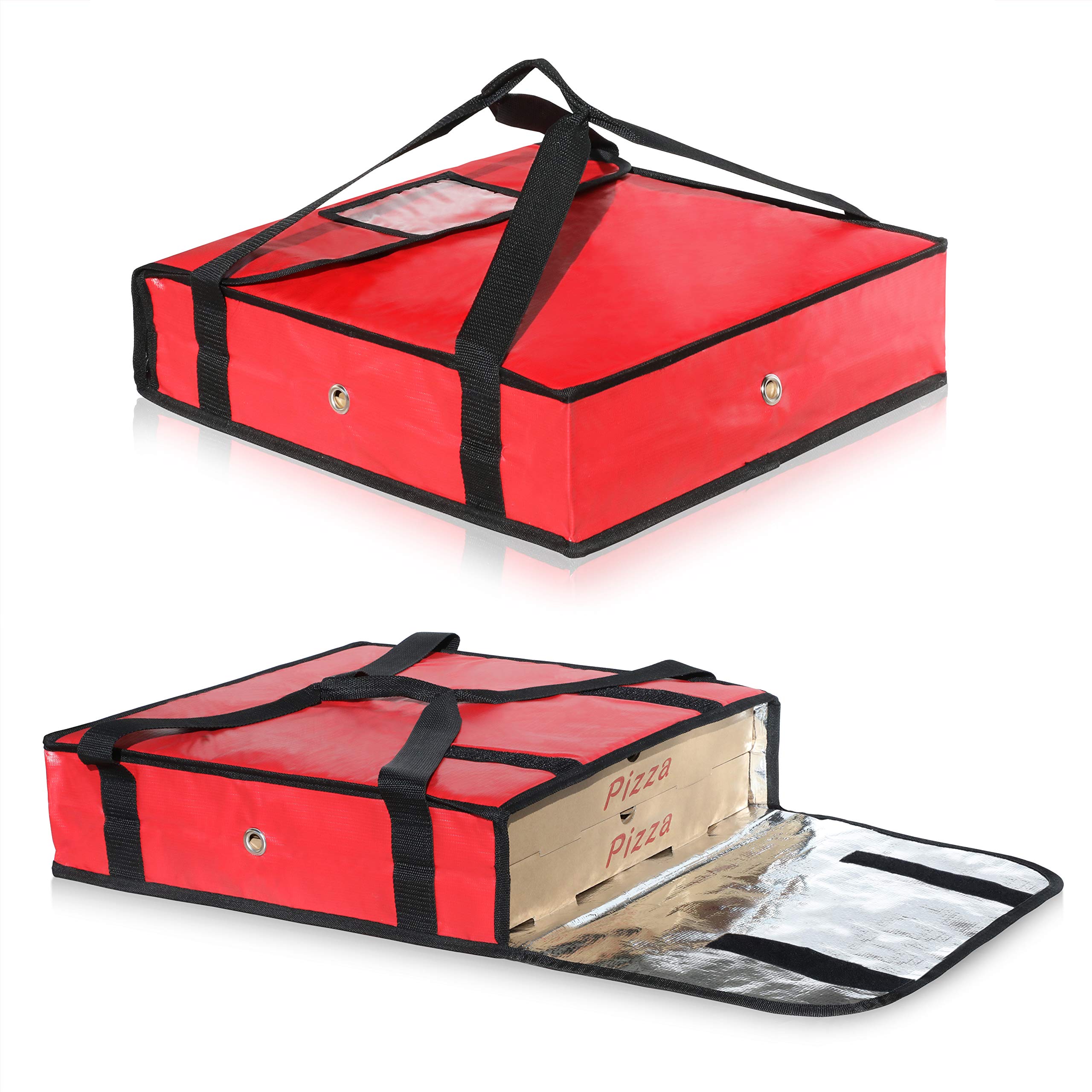 New Star Foodservice 50073 Insulated Pizza Delivery Bag, 18" by 18" by 5", Red
