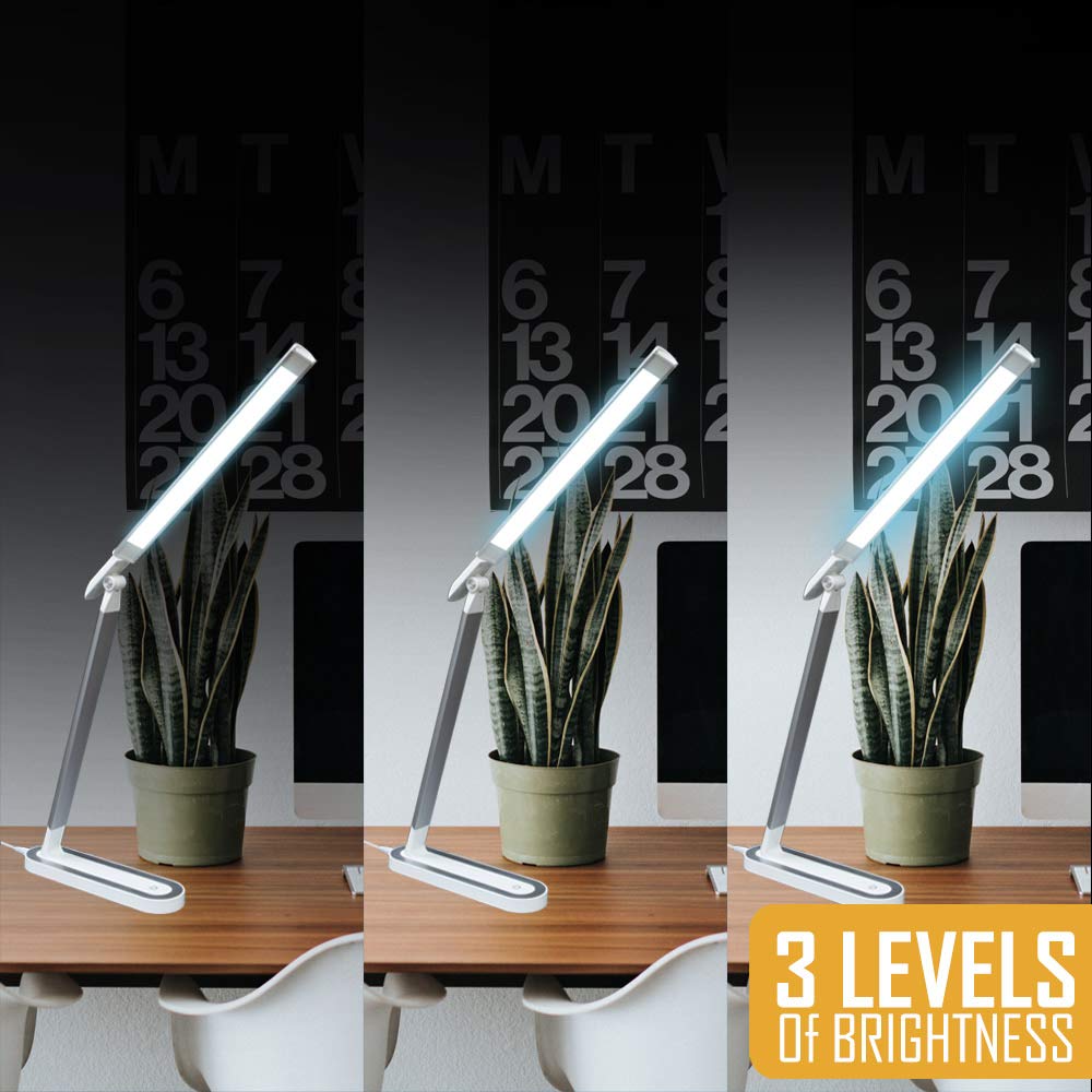 Aultra LED Desk LAMP Light - Touch Control Desk Lamp with Multiple Brightness Level - Lights for Bedroom, The Office Desk, Reading Lamps, Bedside Table and Standing Desk (White)