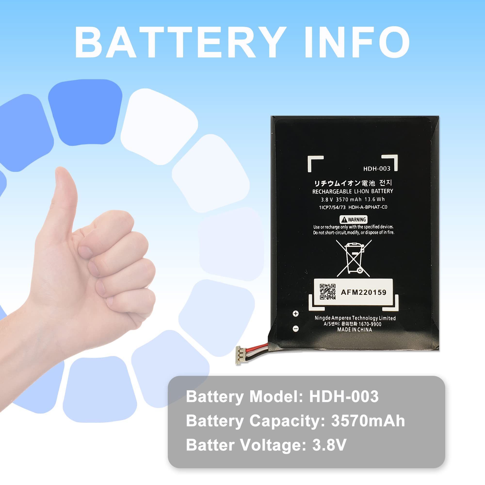 BATLABB Battery for Switch Lite (Not for Nintendo Switch) with Installation Instruction, HDH-003 Battery for Nintendo Switch Lite, with Repair Toolkit