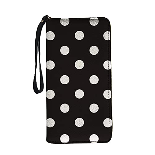 Jeiento Polka Dot Wristlet Wallet for Women Fashion Handbag Money Clips Phone Holder Clutch Bag Zip Around with Wristlet Strap for Girls Womens Leather Purse Lady Travel Business