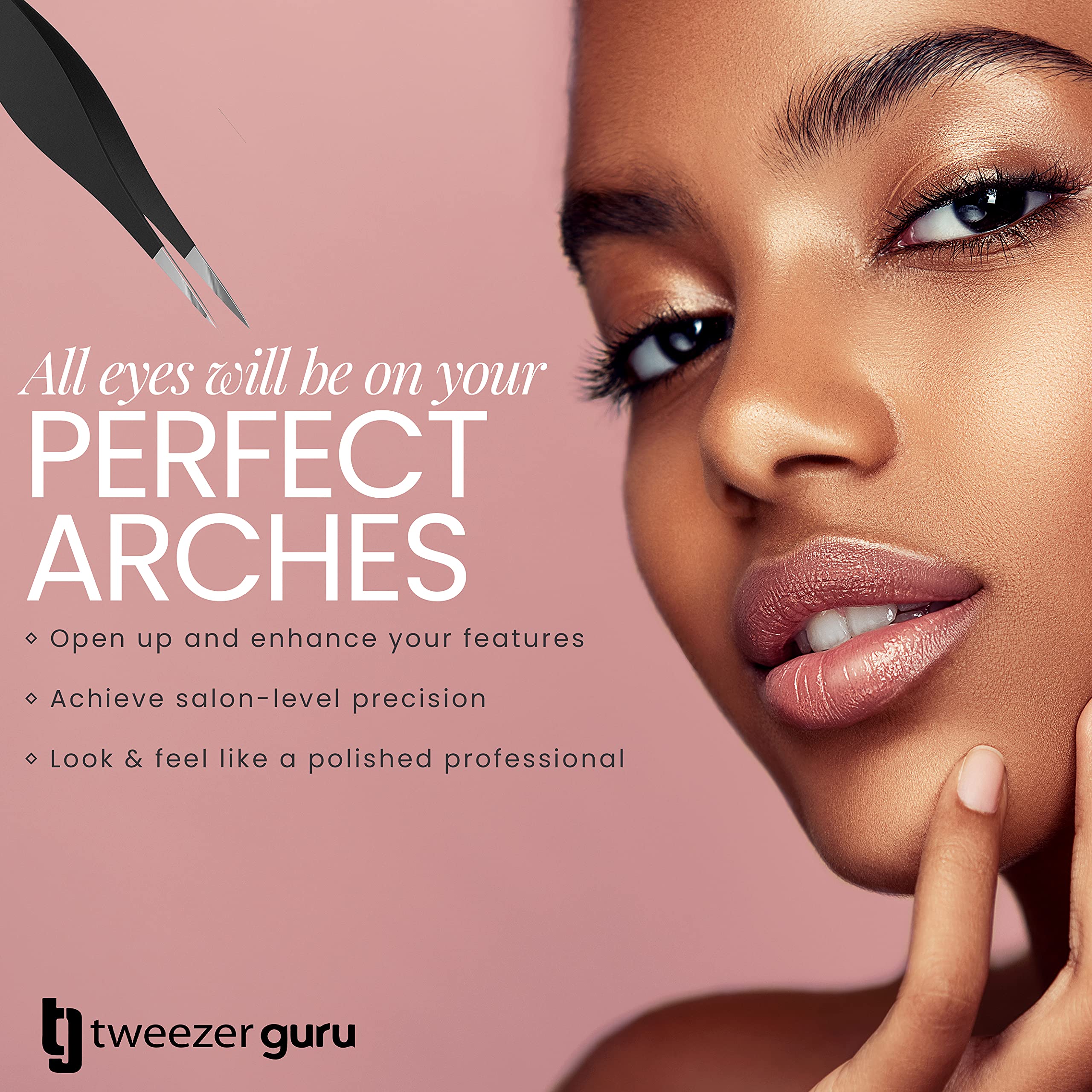 Tweezer Guru Pointed Tweezers - Sharp Precision Needle Nose Tip, Best Tweezers for Eyebrows and Ingrown Hair, Surgical Pointed for Blackheads & Splinters (Black)
