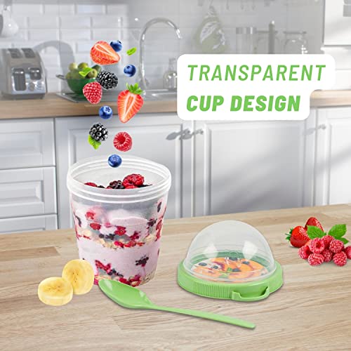 Fairway Finds 4 Pack of 17 oz Yogurt Parfait Cups With Lids Reusable Crunch Cup Portable Cereal Cup Meal Planning Containers Milk Granola Yoghurt Carrying Container Cereal on the go Lids and Spoons