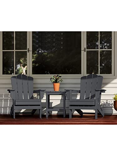 KINGYES Folding Adirondack Chair, HDPE All-Weather Folding Adirondack Chair, Grey