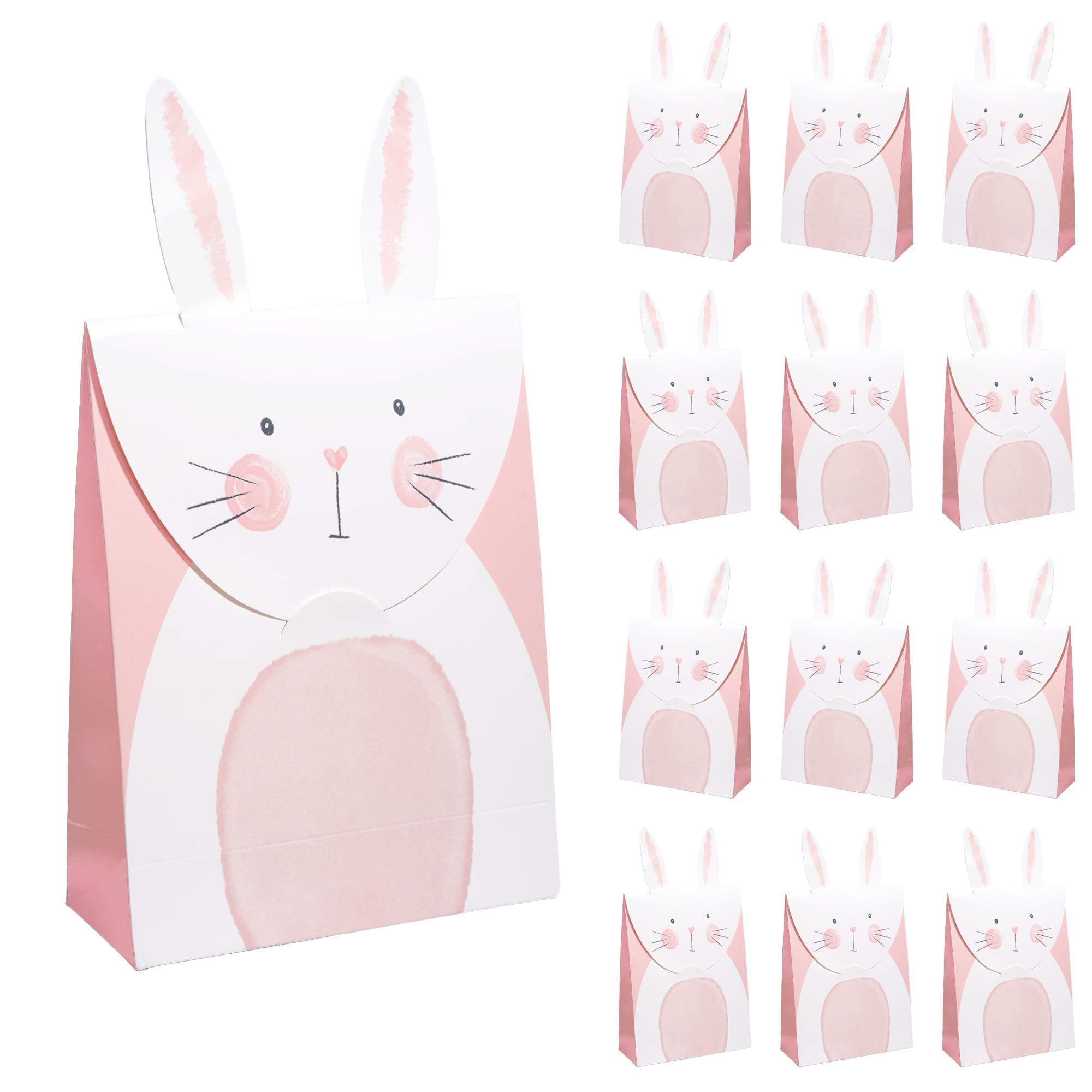Cheerland Pink Bunny Gift Bags for Easter Rabbit Garden Tea Candy Sweets Goodie Bag Party Favors Decorations Supplies