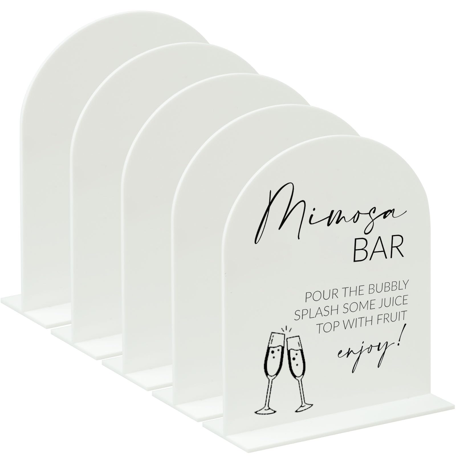 JINMURY 8x10 Inch White Arch Acrylic Sign with Stand | 5 Pack Blank White Acrylic Arch Table Signs with Base for DIY Wedding Table Numbers, Arched Wedding Signage, Events& Parties (White, 8x10 Inch)