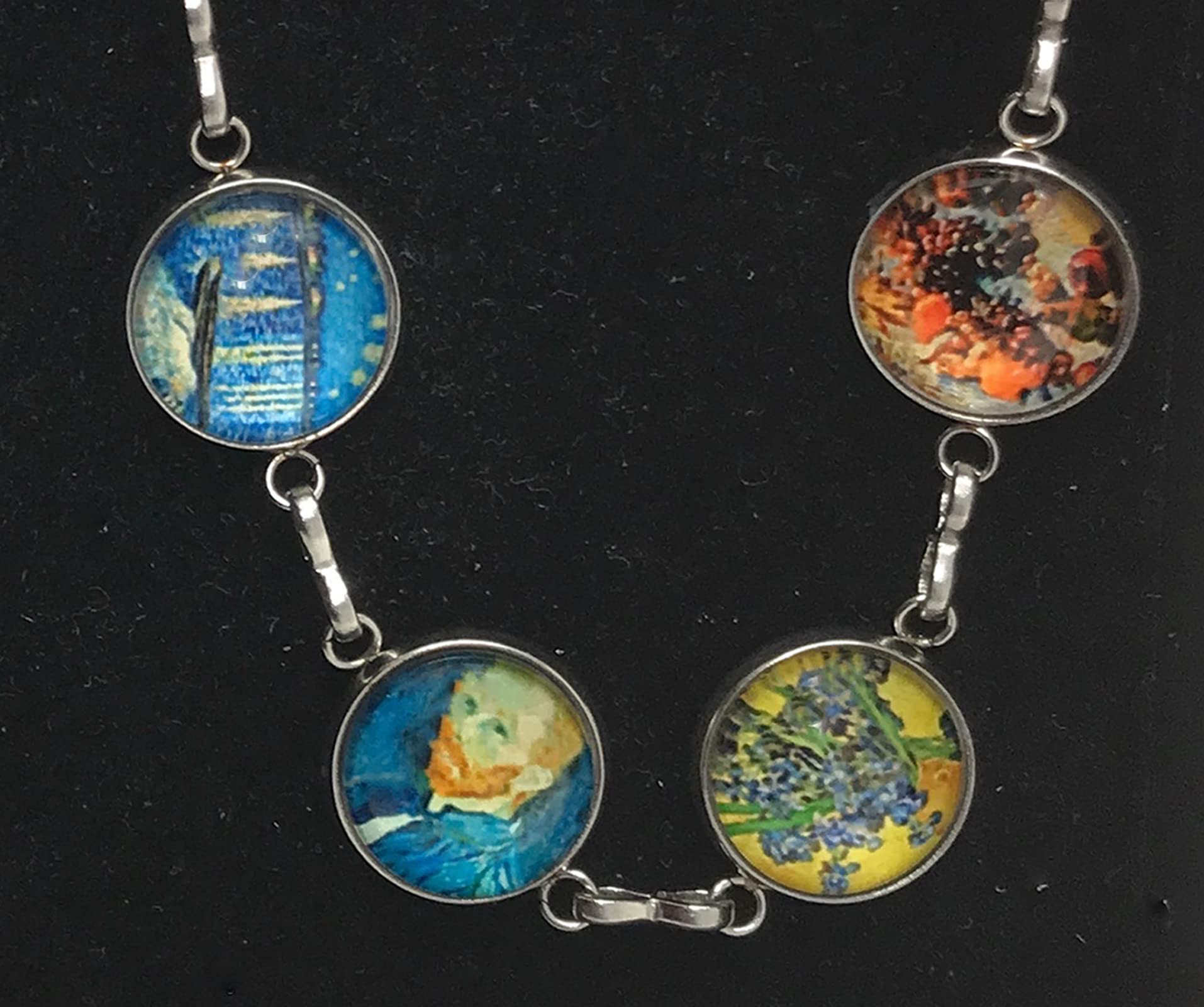 Blazing Autumn Van Gogh Art Link Bracelet (The Starry Night) And Jewelry Polishing Cloth