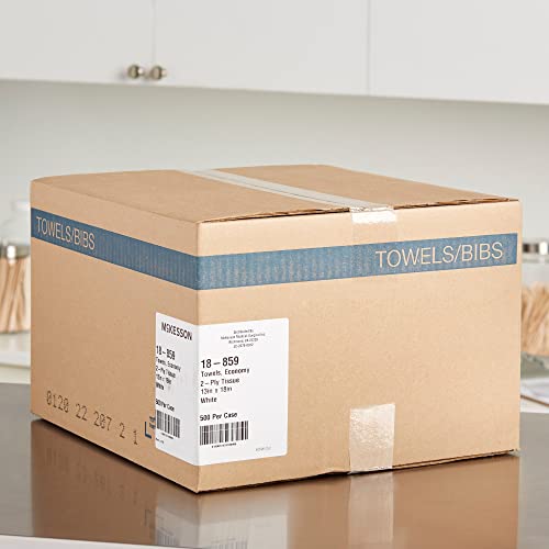McKesson Procedure Towels, Disposable - Waffle Embossed, Non-Radiopaque, Non-Sterile, Economy 2-Ply Tissue without Polyback - White, 13 in x 18 in, 500 Towels, 1 Pack