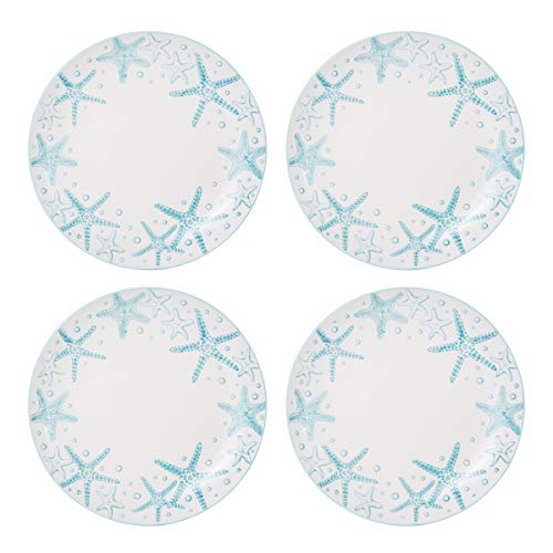 Pfaltzgraff Venice 16-Piece Stoneware Dinnerware Set, Service for 4, Aqua/White -