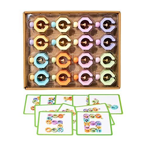 Almencla Montessori Shape Matching Game Toy, Stacking Toy for Toddlers Children Birthday Gift, Colorful