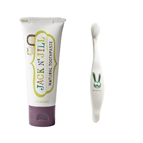 Jack N' Jill Toothbrush and Toothpaste Bundle - 2 Items: Bunny Toothbrush and Black Currant Toothpaste