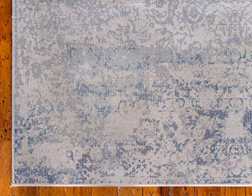 Unique Loom Mystic Collection Area Rug - Seine (2'x 6' Runner, Navy Blue/ Beige)