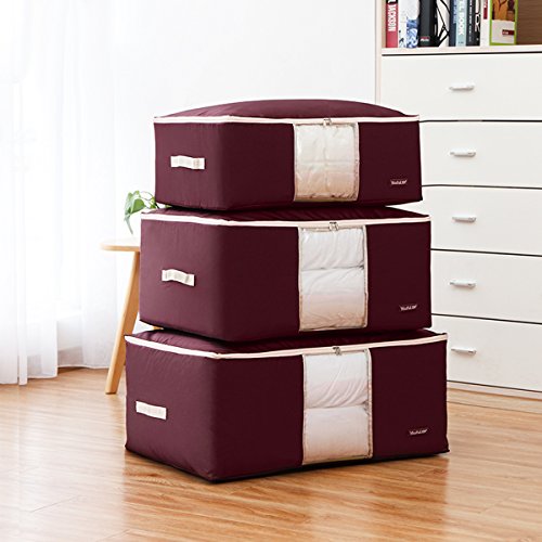 Oululu Oxford Storage Bag for Quilt Blanket Clothes Comforter (Wine Red, L)