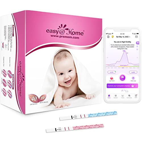 Ovulation Test Strips Powered by Premom Ovulation Predictor APP, FSA Eligible, 40 Ovulation Test and 10 Pregnancy Test Strips, 40LH +10HCG | Package May Vary