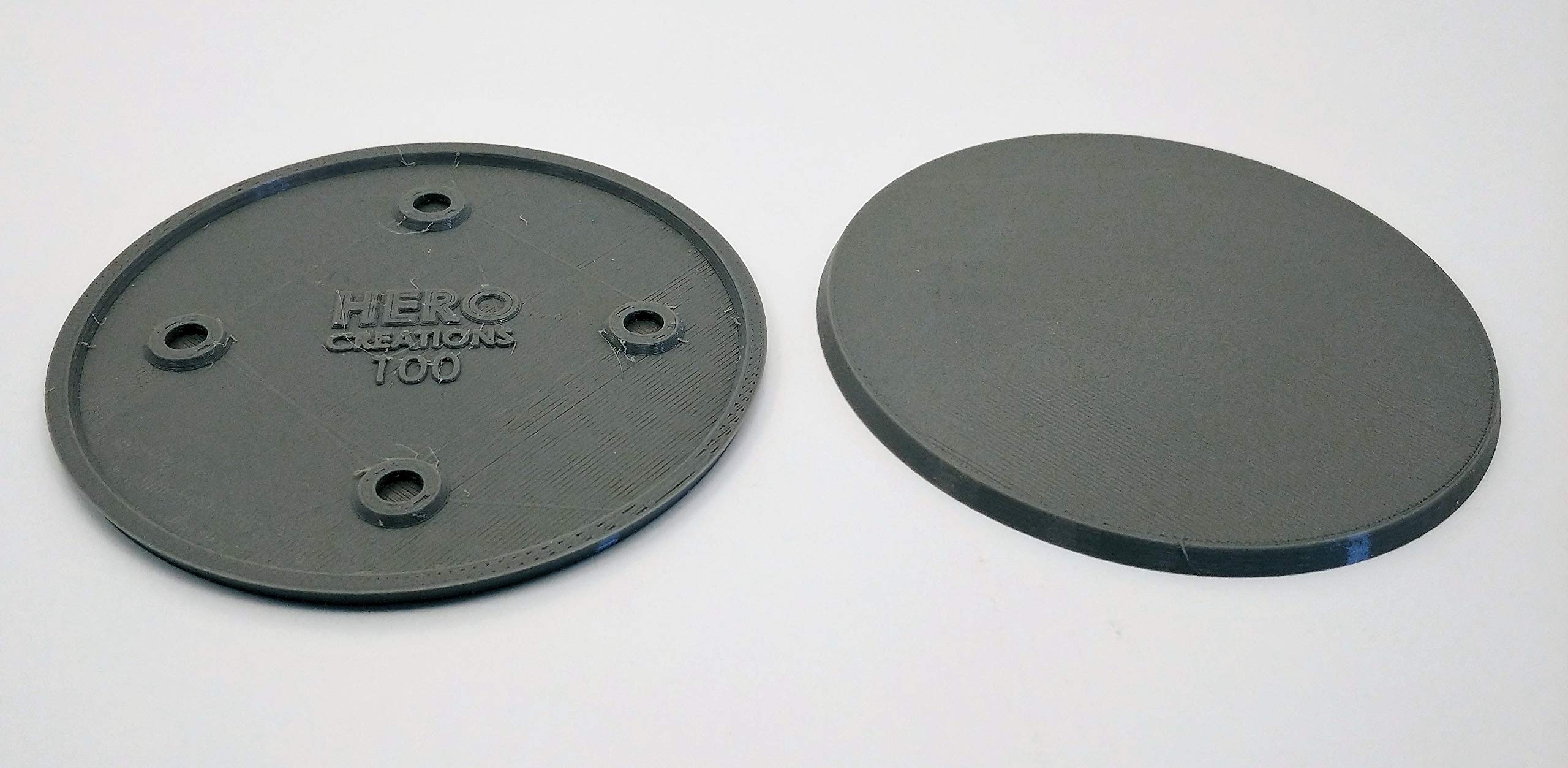 HERO Creations Miniature 3 Plastic Gray Bases 100 mm -4 inch - Circular, Gargantuan Figurine Size, for Roleplaying Game - Tabletop - Wargames Tables