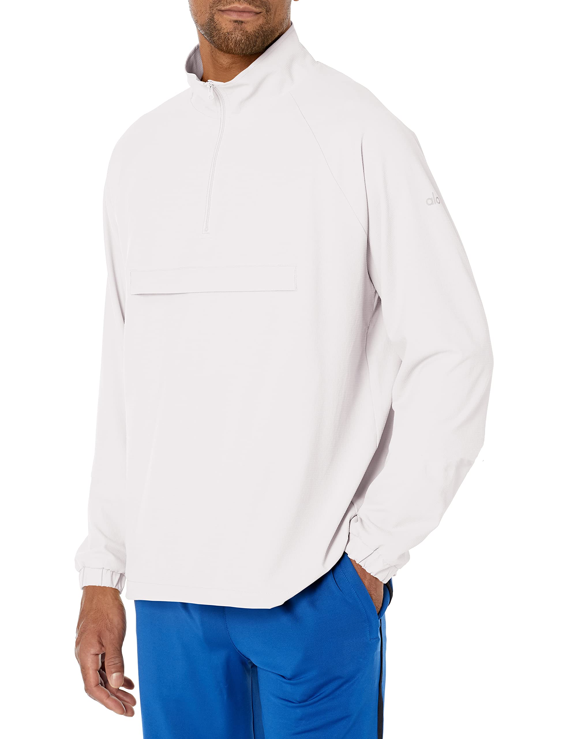 Alo Yoga Men's 1/2 Zip Touchline Jacket, Ivory, Small