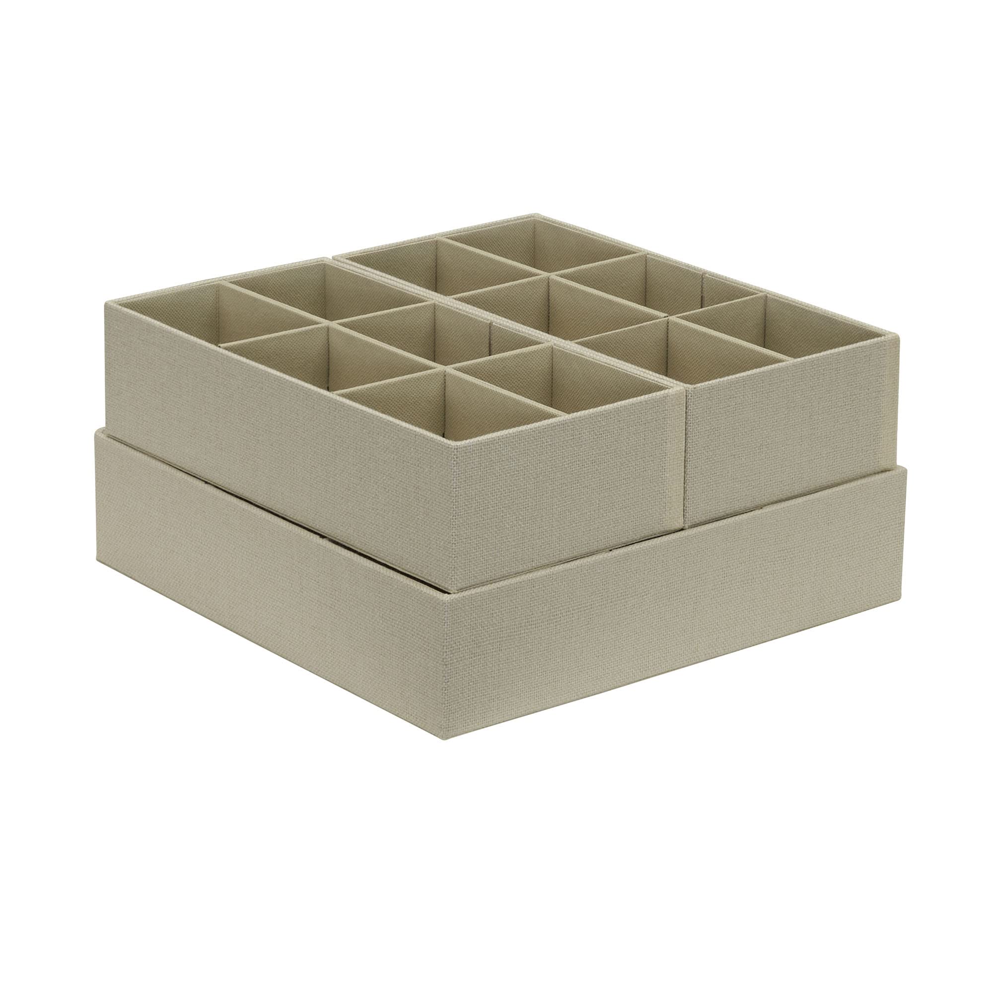 Household Essentials 3 Piece Drawer Organizers Starter Set, Customizable Inserts, Large Tray and 2 Small Trays, Cream