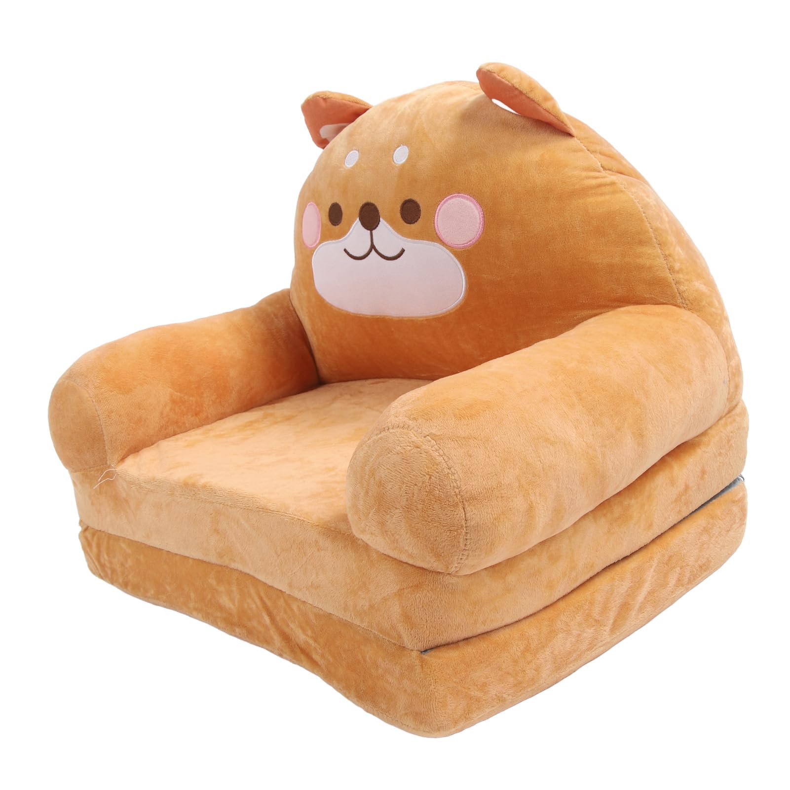 Flip Open Couch, Brown Puppy Kids Chair Couch Multifunctional Adorable Cartoon for Home for Watching TV (Folding in Half)