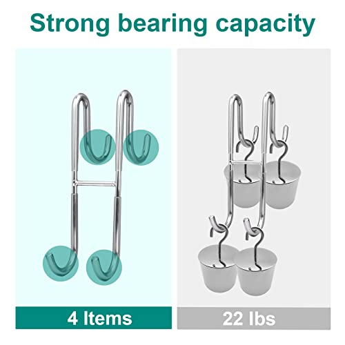 Haitis Shower Door Hooks, Extended Towel Hooks for Bathroom Frameless Glass Shower Door to Hand Suits, Robe, Towel, Squeegee, Loofah, Shaver 2 Pack Silver