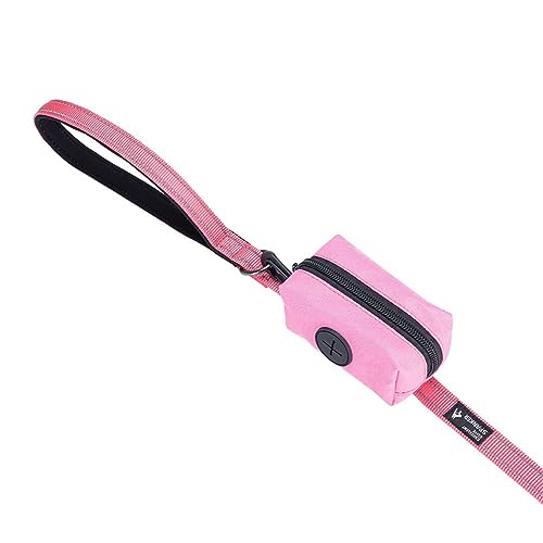 EXCELLENT ELITE SPANKER Strong Durable Nylon Dog Training Leash Traction Rope 5 Feet Long 3/4" Wide with Poop Bag Holder for Small Dogs(Pink)