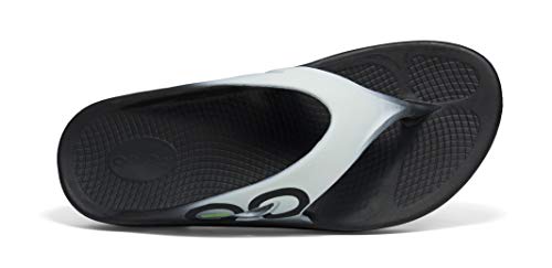 OOFOS Unisex Ooriginal Sport Thong Flip Flop,Black/Cloud White,7 B(M) US Women/5 D(M) US Men