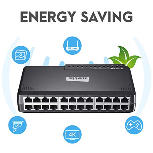 Netis ST3124P 24 Port 10/100Mbps Fast Ethernet Rackmount Switch with Plug-and-Play | Auto MDI/MDI-X, Desktop Ethernet Splitter and Hub, Plug and Play, Traffic Optimization, Compact Design