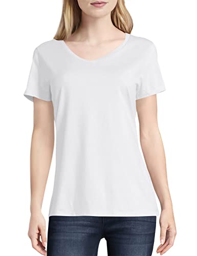 Hanes womens Nano Premium Cotton V-neck Tee fashion t shirts, White, X-Large US