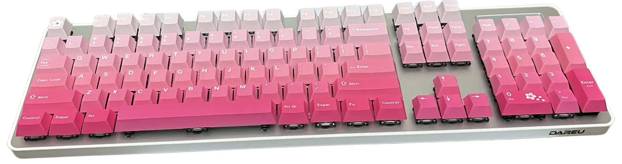 Benemate Peach Blossom Wonderland Upgraded Gradient Keys, 108 Keycap + 30 Keycap Set, Dye-Sublimation PBT Custom Keycaps for DIY Mechanical Gaming Keyboards
