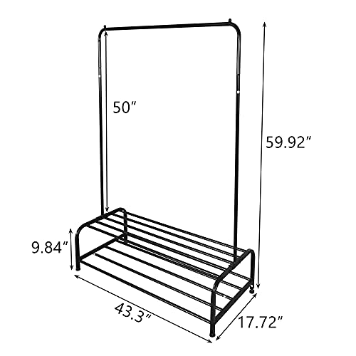 Black Commercial Garment Rack,Closet Garment Rack, Heavy Duty Clothes Storage Organizer for Bedroom, Free-Standing and Closet Organizer and Storage with Hanger Rods Clothes Rack for Hanging Clothes