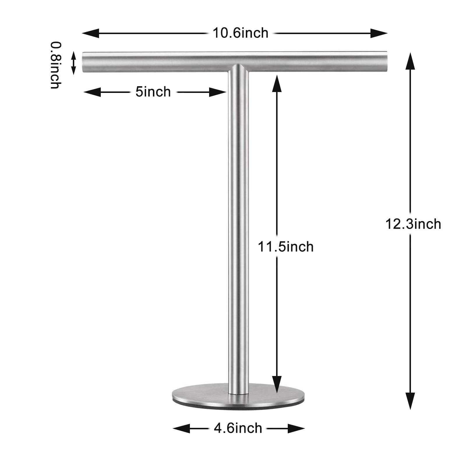 T-Shape Hand Towel Holder - Standing Hand Towel Rack for Bathroom or Kitchen Countertops, with SUS304 Stainless Steel Brushed Finish, Minimalist Style