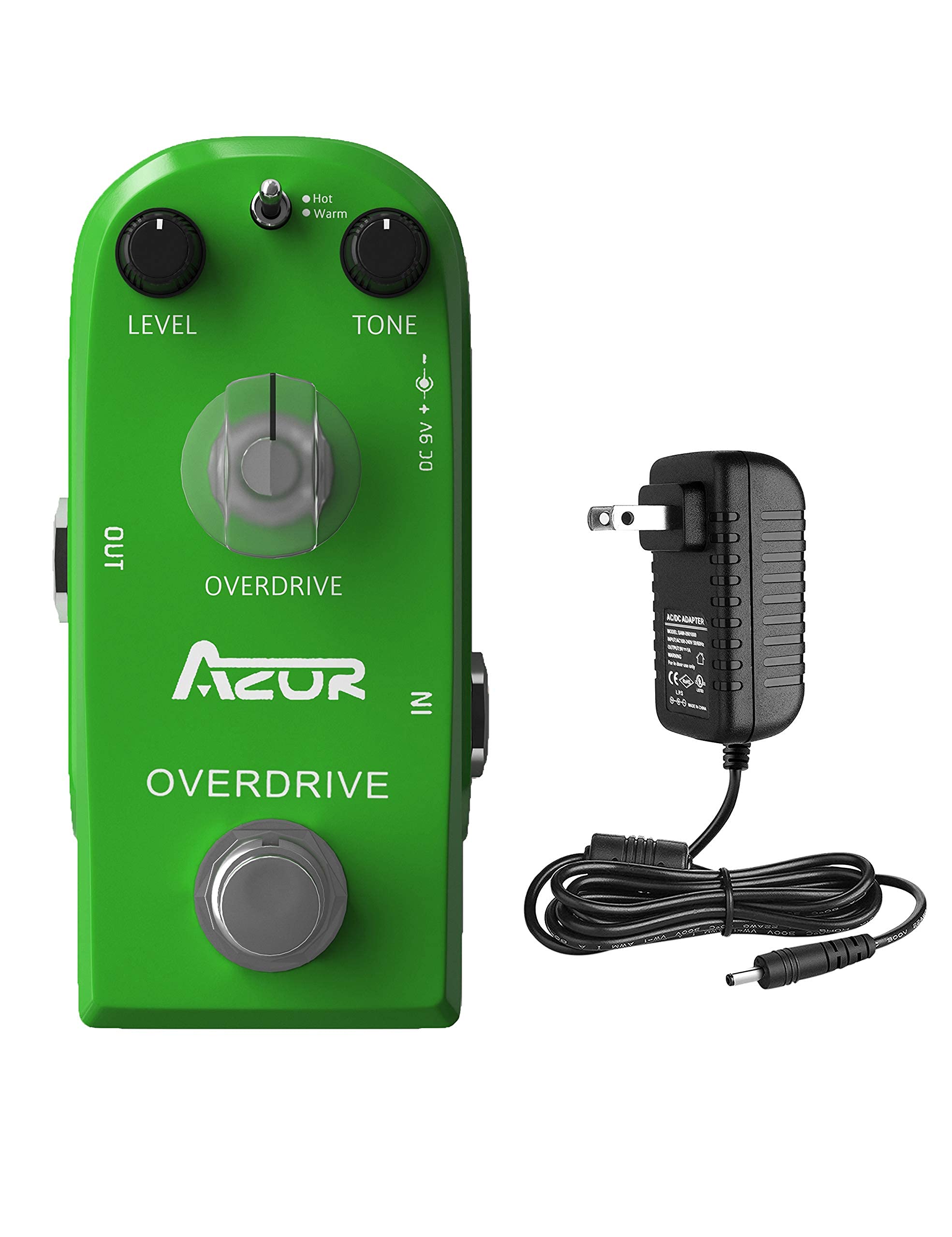 AZOR Mini Pedal Drive Classical Overdrive Guitar Effect Pedal with Power Adapter True Bypass Hot/Warm Modes AP-315