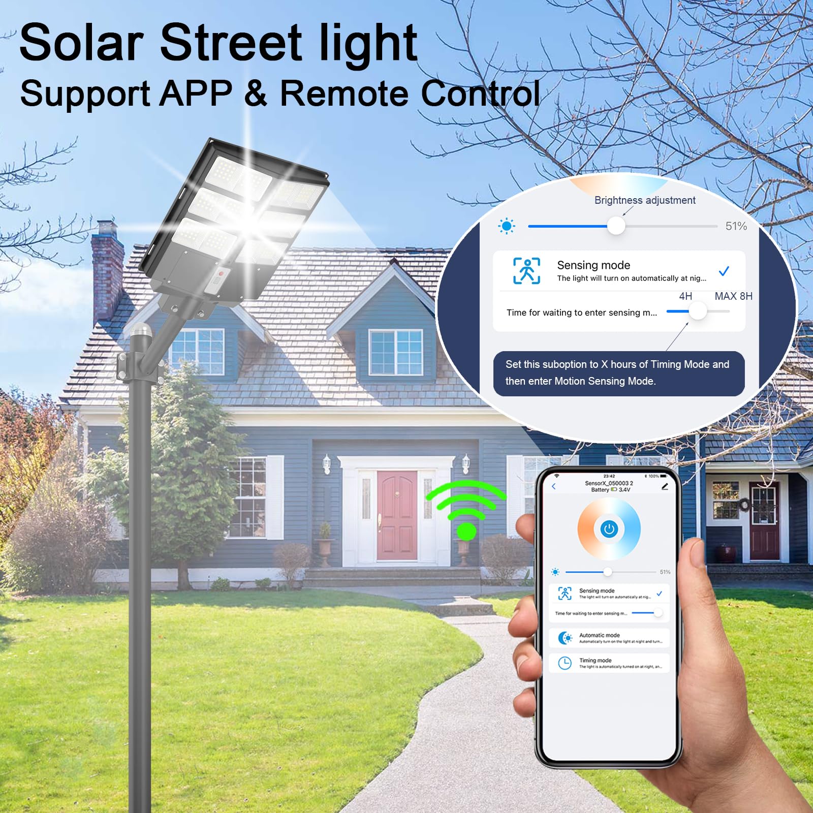 WaitScher Solar Street Lights Outdoor Dusk to Dawn, 1000W Flood Light with App 150000LM Motion Sensor Light Waterproof 2 Packs