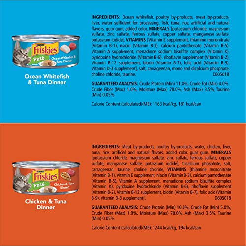 Purina Friskies Wet Cat Food Pate Variety Pack Seafood and Chicken Pate Favorites - (40) 5.5 oz. Cans