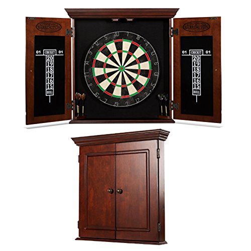 Barrington Billiards Chatham Wood Dartboard Cabinet With 18β Bristle Dartboard and Steel Tip Dart Set