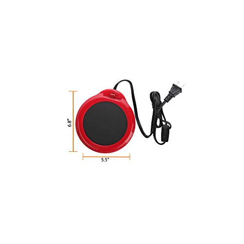 Home-X - Mug Warmer, Multipurpose Heating Pad for Desktop Heated Coffee & Tea or Candle & Wax Warmer, Red Finish