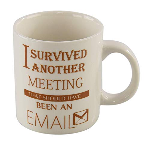 Home-X Mug Warmer, Desktop Heated Coffee & Tea - Candle & Wax Warmer (Black) and I Survived Another Meeting Coffee Mug 6.57 x 6.18 x 5.67”