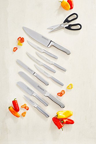 KitchenAid KKFSS14BO 14 Piece Classic Forged Series Brushed Stainless Steel Cutlery Set, Bamboo Wood