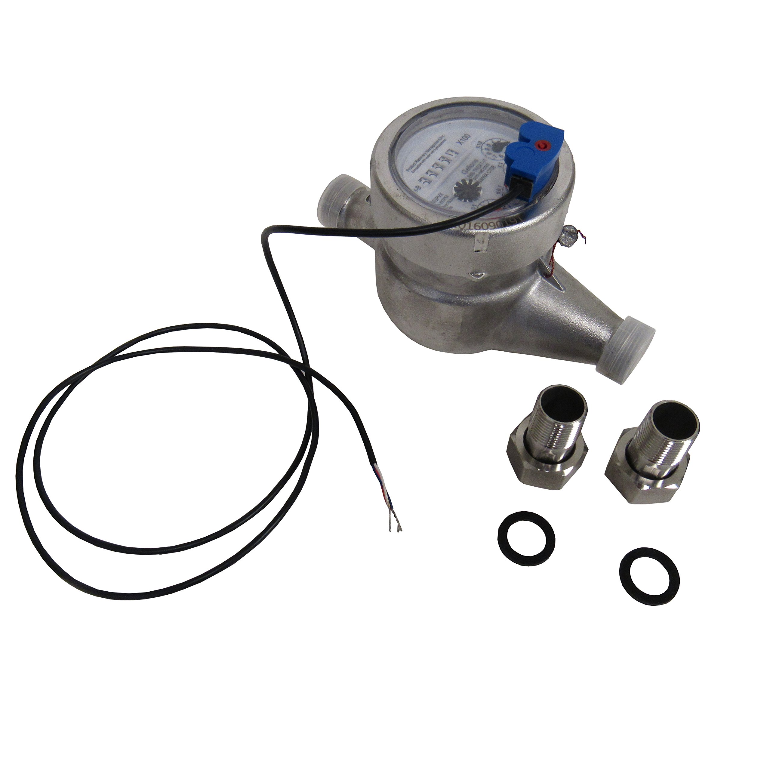 PRM Filtration 3/4 Inch NPT 304 Stainless Steel Multi-Jet Water Meter with Pulse Output, Viton Seals, Sealed Dry Dial, and Internal Strainer for Particulate Protection