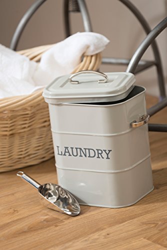 KitchenCraft Living Nostalgia 3 kg Metal Laundry Powder Tin, 19 x 16 x 27 cm - French Grey