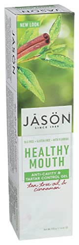 Jason Healthy Mouth Anti-Cavity & Tartar Control Gel, Tea Tree Oil & Cinnamon, 6 Oz
